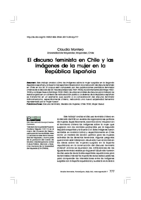 Pdf El Discurso Feminista En Chile Y Las Imágenes De La Mujer En La