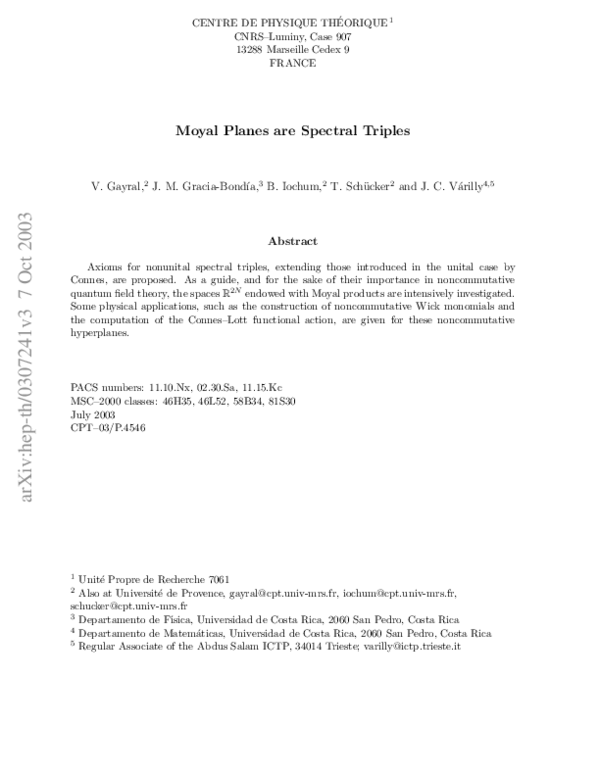 (PDF) Moyal Planes are Spectral Triples