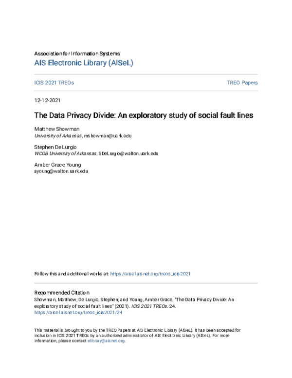 (PDF) The Data Privacy Divide: An exploratory study of social fault lines
