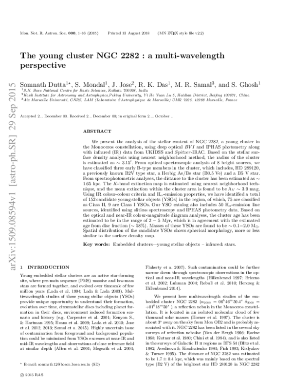 (PDF) The young cluster NGC 2282: a multiwavelength perspective