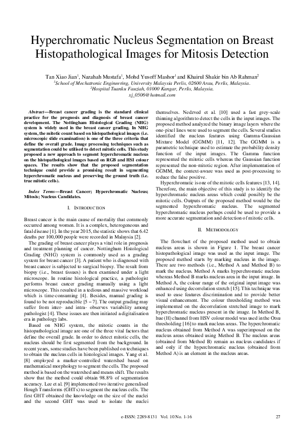 (PDF) Hyperchromatic Nucleus Segmentation on Breast Histopathological Images for Mitosis Detection