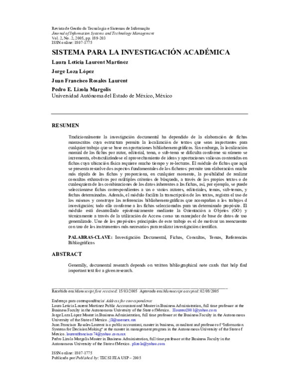 (PDF) System for the Academic Investigation