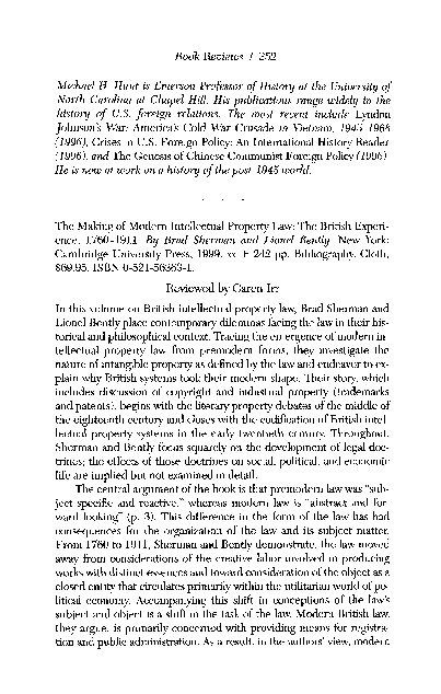 (PDF) The Making of Modern Intellectual Property Law: The British ...