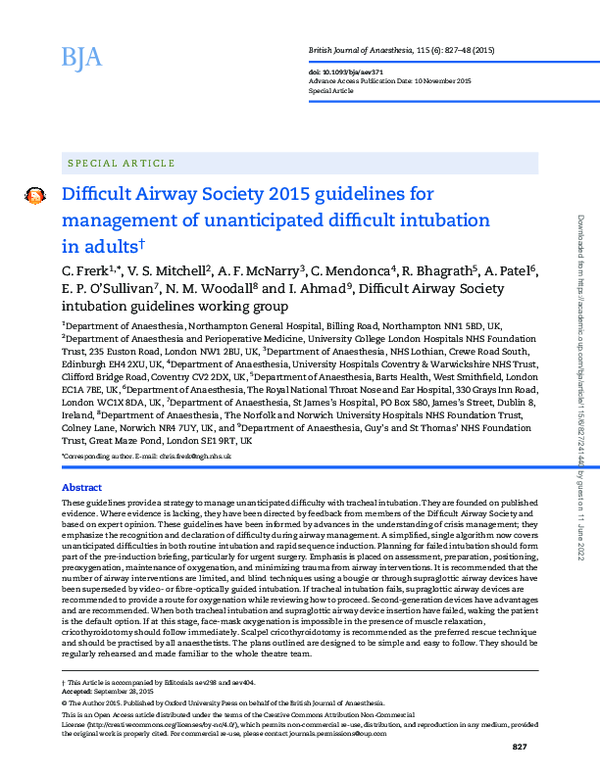 (PDF) Difficult Airway Society 2015 guidelines for management of ...