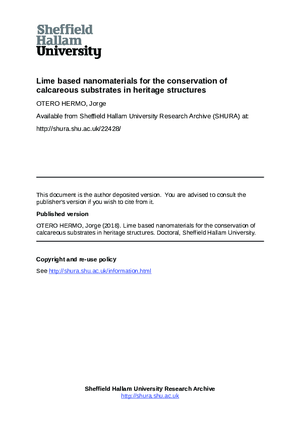 (PDF) Lime based nanomaterials for the conservation of calcareous ...