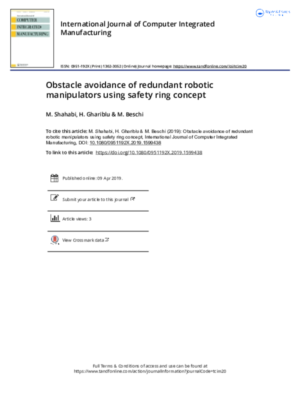 (PDF) Obstacle avoidance of redundant robotic manipulators using safety ring concept