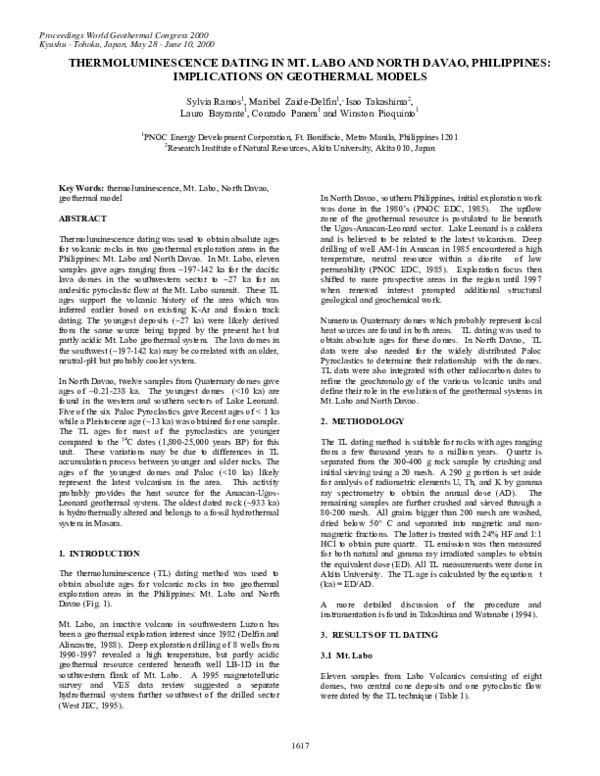 (PDF) Thermoluminescence Dating in Mt. Labo and North Davao ...