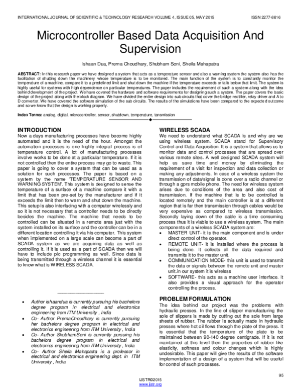 (PDF) Microcontroller Based Data Acquisition And Supervision