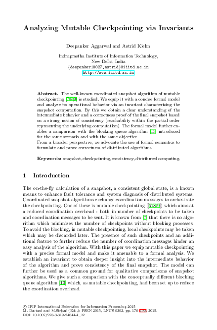 (PDF) Analyzing Mutable Checkpointing via Invariants