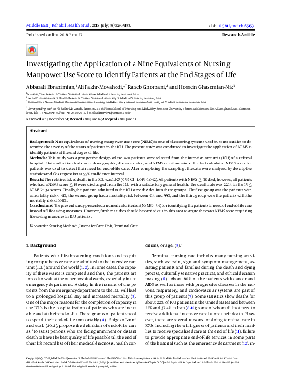 (PDF) Investigating the Application of a Nine Equivalents of Nursing ...