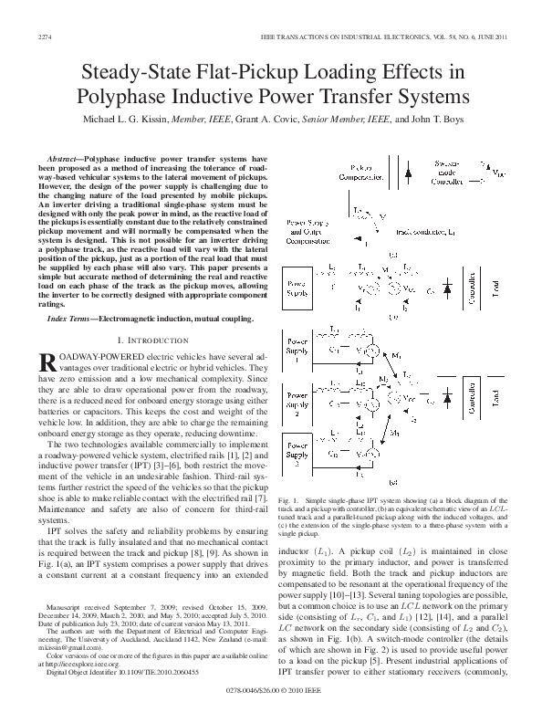(PDF) Steady-State Flat-Pickup Loading Effects in Polyphase Inductive Power Transfer Systems