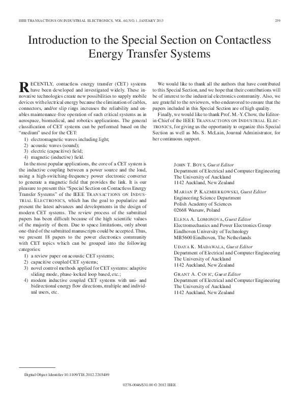 (PDF) Introduction to the Special Section on Contactless Energy ...