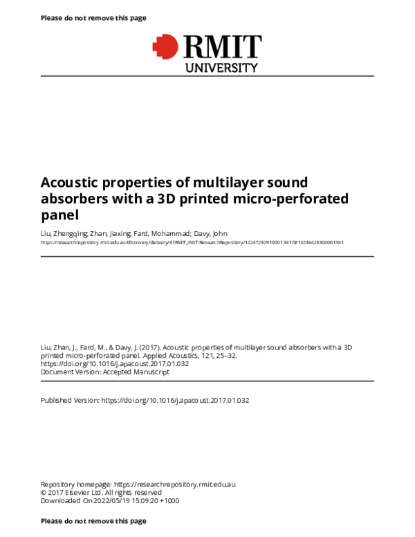 (PDF) Acoustic properties of multilayer sound absorbers with a 3D ...