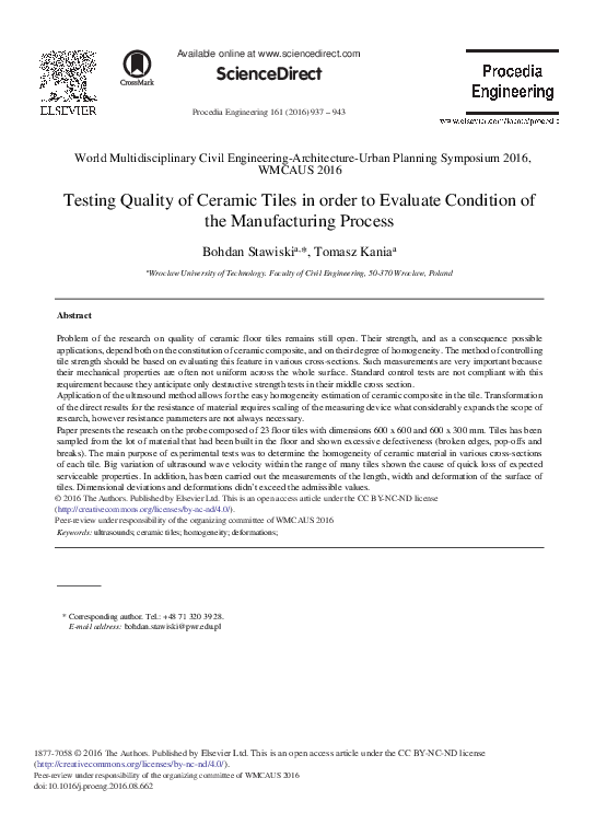 (PDF) Testing Quality of Ceramic Tiles in Order to Evaluate Condition ...