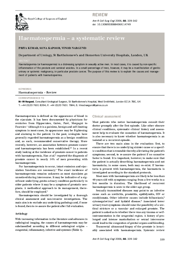 (PDF) Haematospermia – A Systematic Review