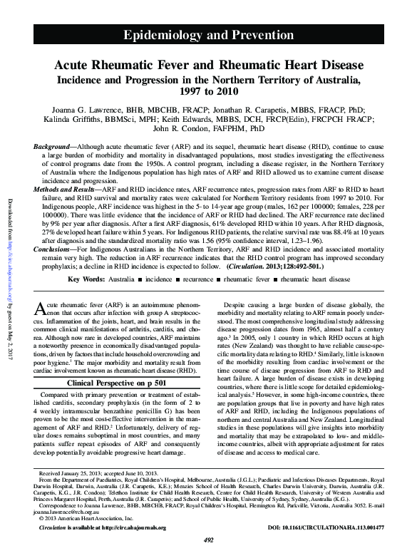 (PDF) Acute Rheumatic Fever and Rheumatic Heart Disease
