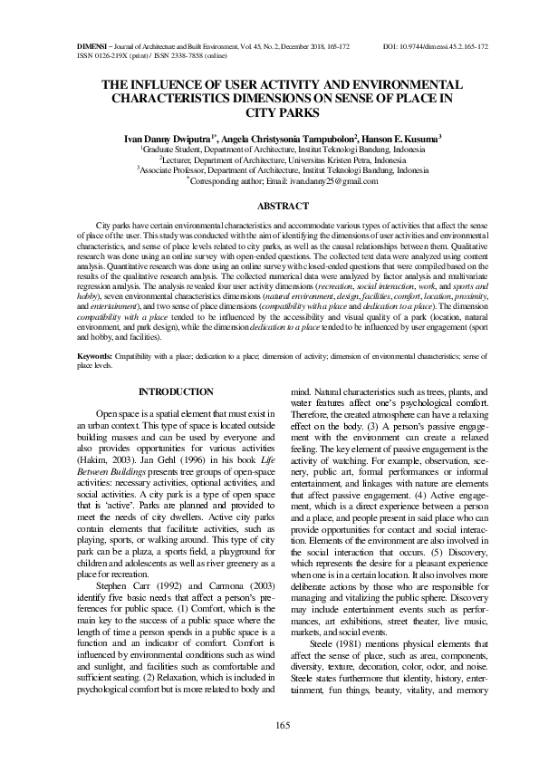 (PDF) The Influence of User Activity and Environmental Characteristics ...