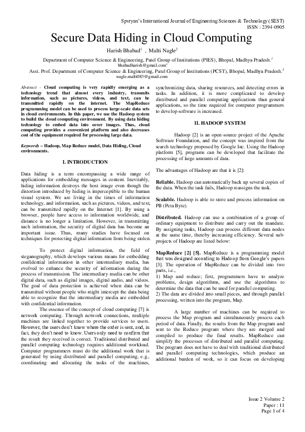 (PDF) Secure Data Hiding in Cloud Computing (PDF) Secure Data Hiding in Cloud Computing