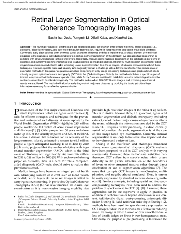 (PDF) Retinal Layer Segmentation in Optical Coherence Tomography Images ...