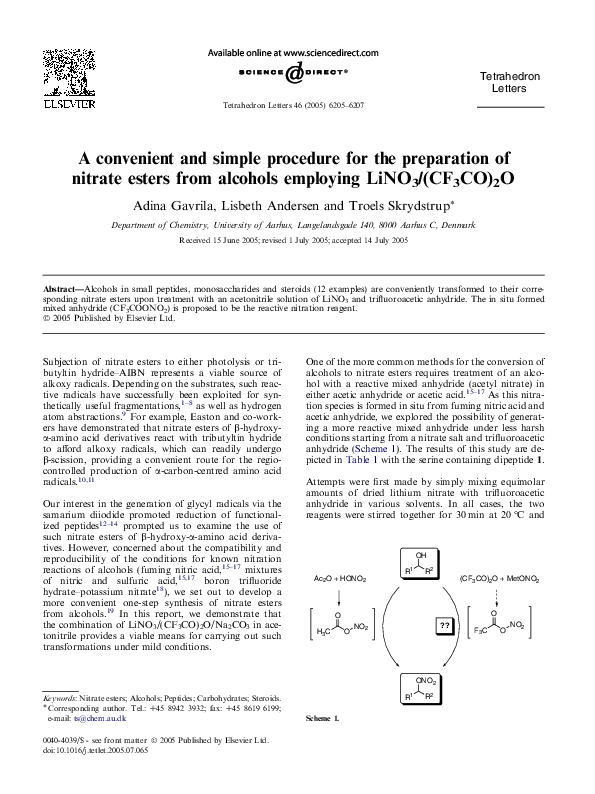 (PDF) A convenient and simple procedure for the preparation of nitrate ...