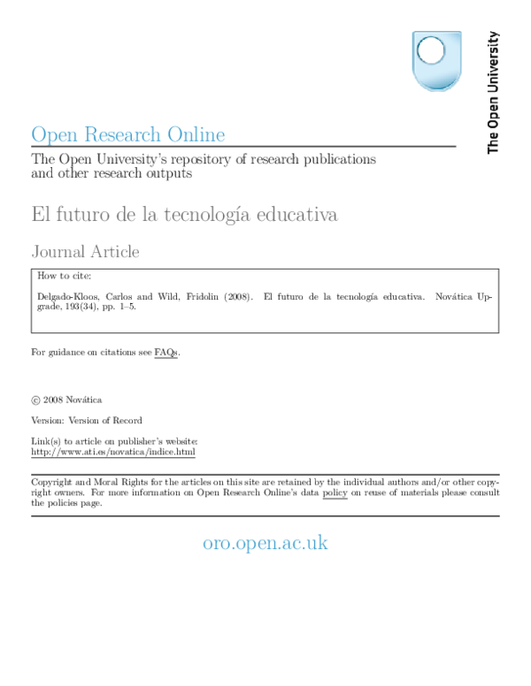(PDF) El futuro de la tecnología educativa