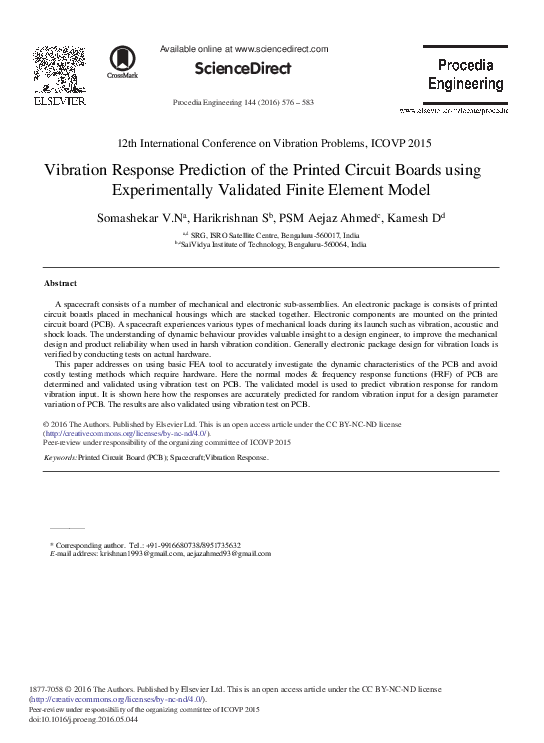 (PDF) Vibration Response Prediction of the Printed Circuit Boards Using Experimentally Validated ...