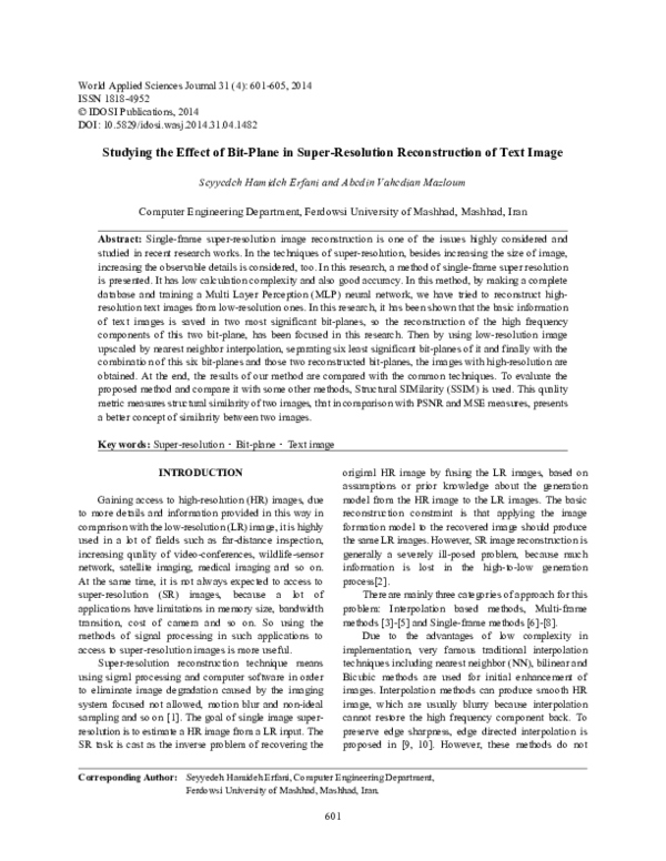 (PDF) Studying the Effect of Bit-Plane in Super-Resolution ...