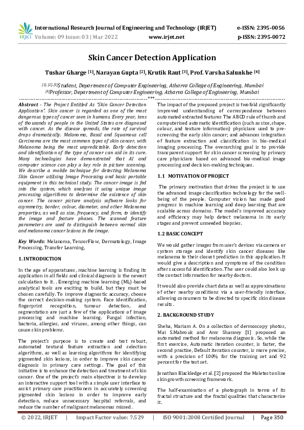 (PDF) Skin Cancer Detection Application
