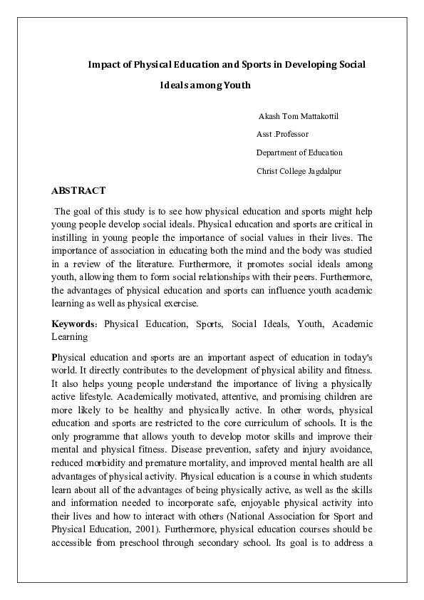 (DOC) Impact of Physical Education and Sports in Promoting Social