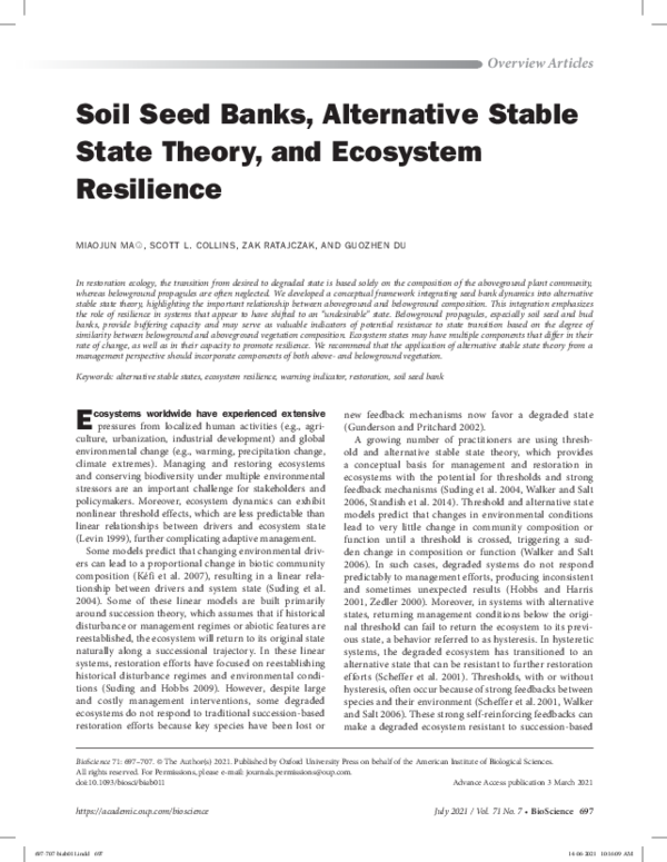 (PDF) Soil Seed Banks, Alternative Stable State Theory, and Ecosystem ...
