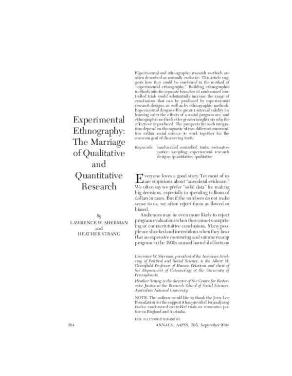 (PDF) Experimental Ethnography: The Marriage of Qualitative and ...