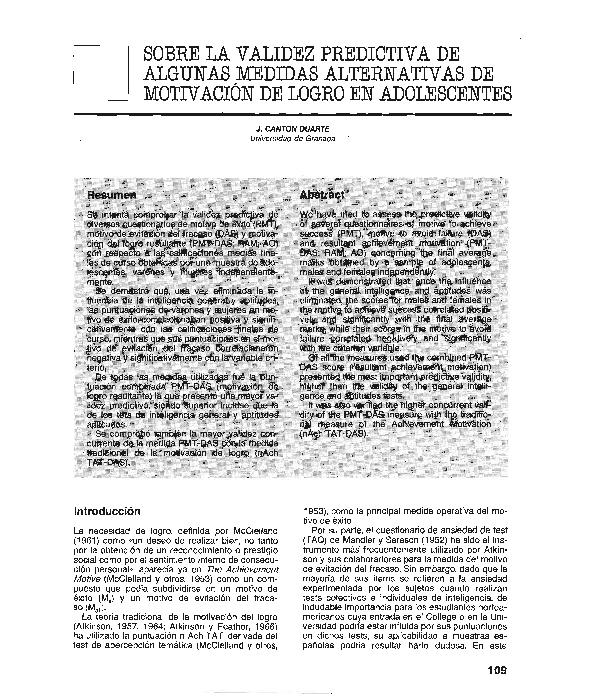 (PDF) Sobre la validez predictiva de algunas medidas alternativas de ...