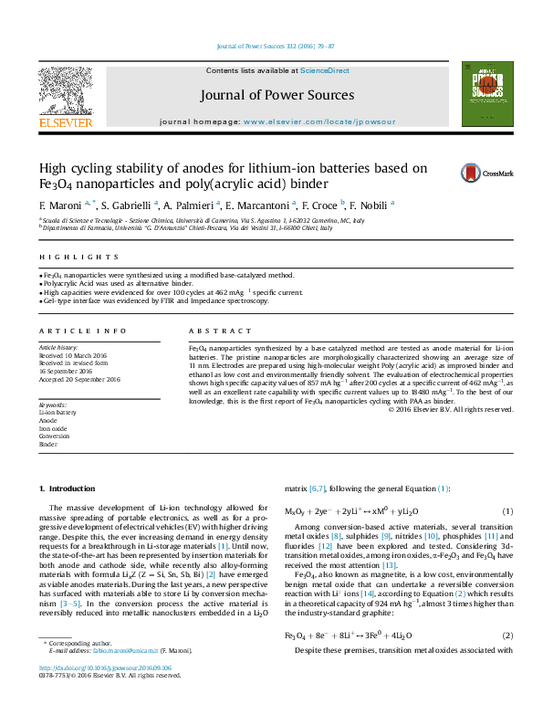 (PDF) High cycling stability of anodes for lithium-ion batteries based ...