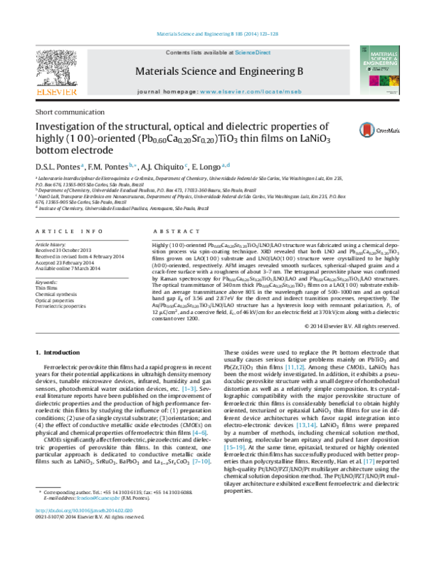 (PDF) Investigation of the structural, optical and dielectric properties of highly (100 ...