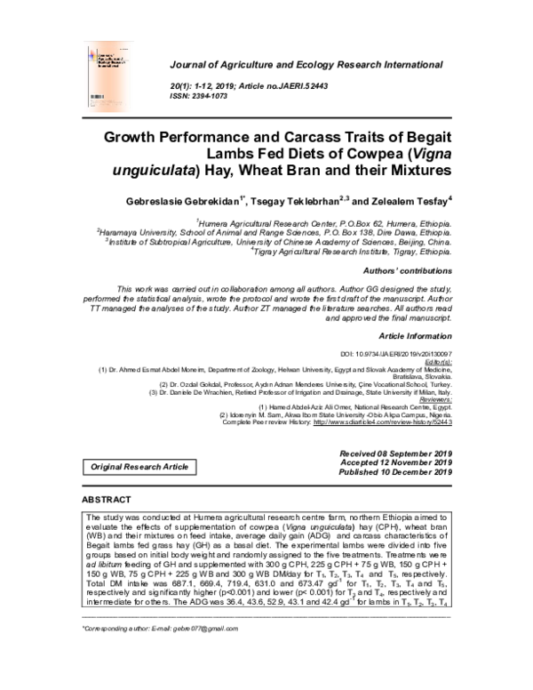(PDF) Growth Performance and Carcass Traits of Begait Lambs Fed Diets ...