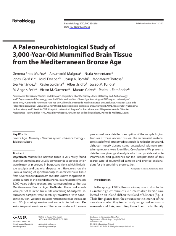 (PDF) A Paleoneurohistological Study of 3,000-Year-Old Mummified Brain ...