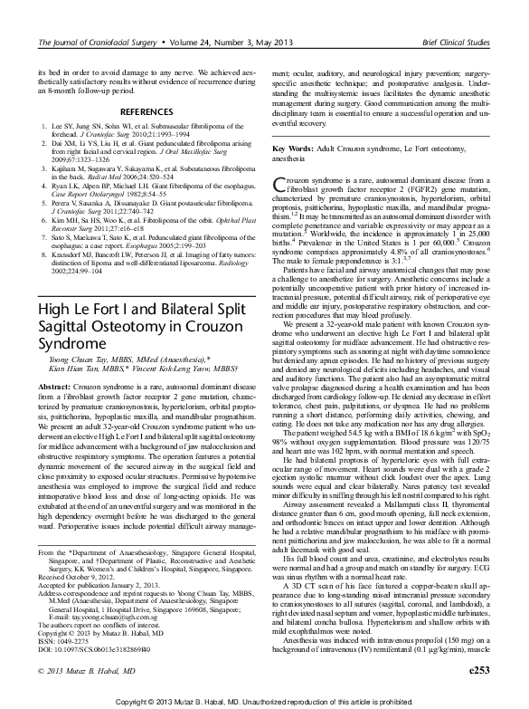 (PDF) High Le Fort I and Bilateral Split Sagittal Osteotomy in Crouzon ...