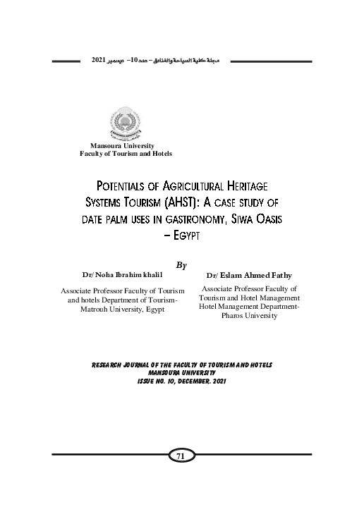 (PDF) Potentials of Agricultural Heritage Systems Tourism (AHST): A ...