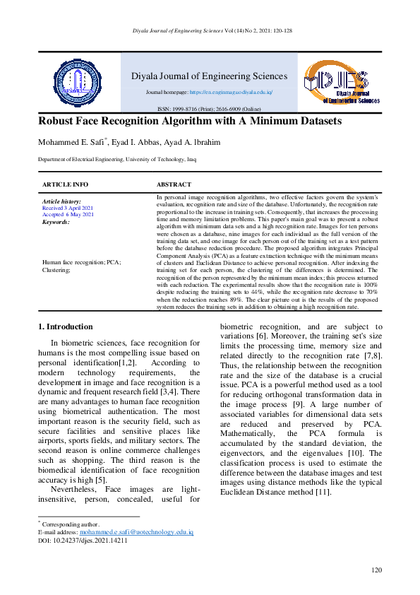 Pdf The Effect Of Clustering With A Minimum Pattern Of Features Extraction For Person Recognition