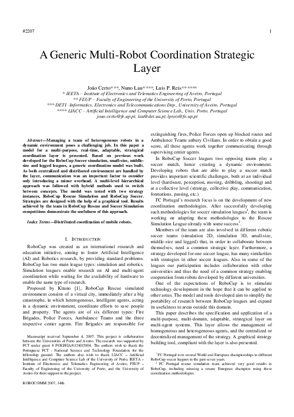 (PDF) A Generic Multi-Robot Coordination Strateg Layer | Luis Paulo Reis - Academia.edu