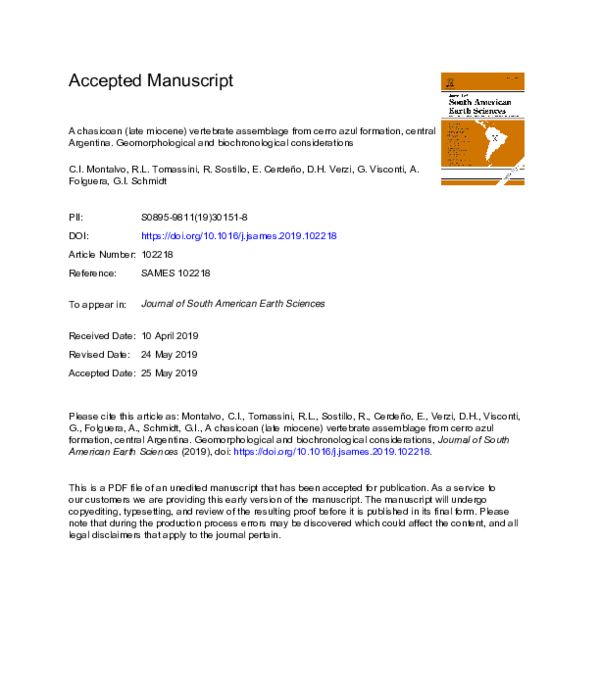 (PDF) A chasicoan (late miocene) vertebrate assemblage from cerro azul ...