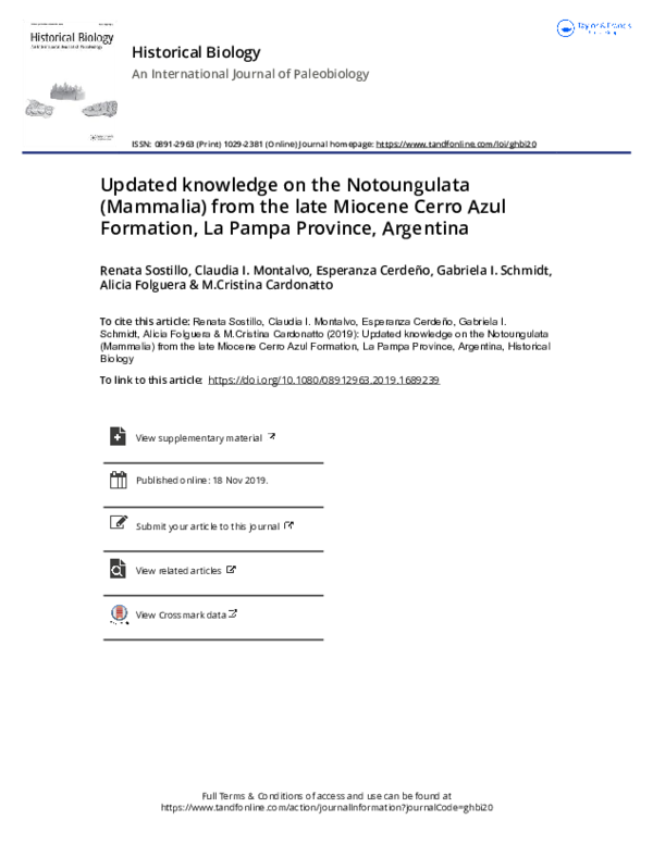 (PDF) Updated knowledge on the Notoungulata (Mammalia) from the late ...
