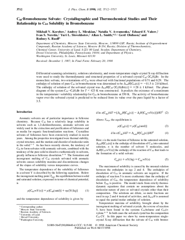 (PDF) C60·Bromobenzene Solvate: Crystallographic and Thermochemical ...
