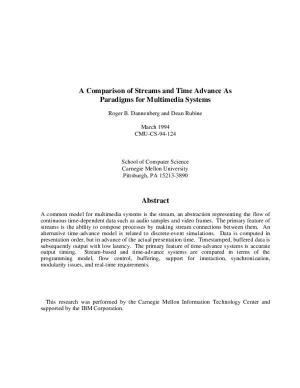 (PDF) A comparison of streams and time advance as paradigms for ...