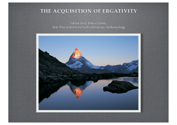 (PDF) The acquisition of ergativity
