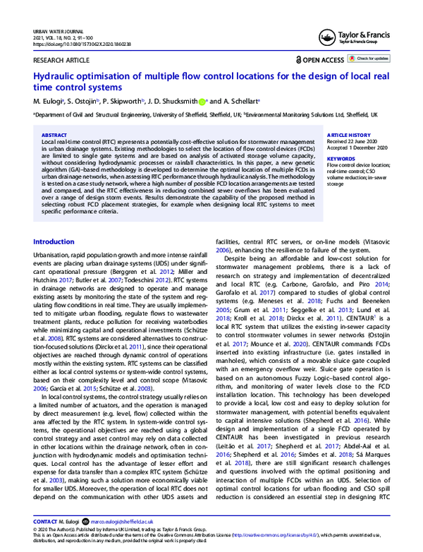 (PDF) Hydraulic optimisation of multiple flow control locations for the ...