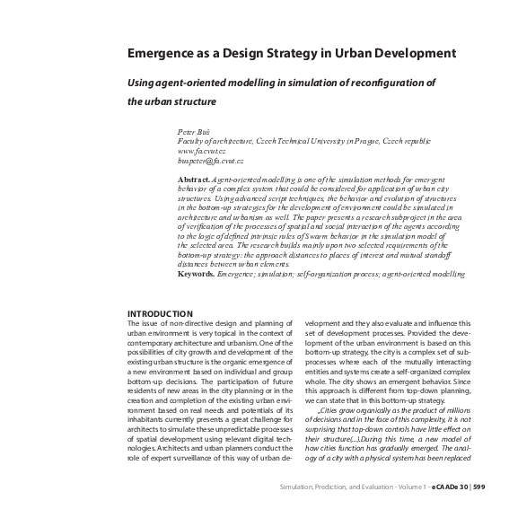 (PDF) Emergence as a Design Strategy in Urban Development Using agent ...