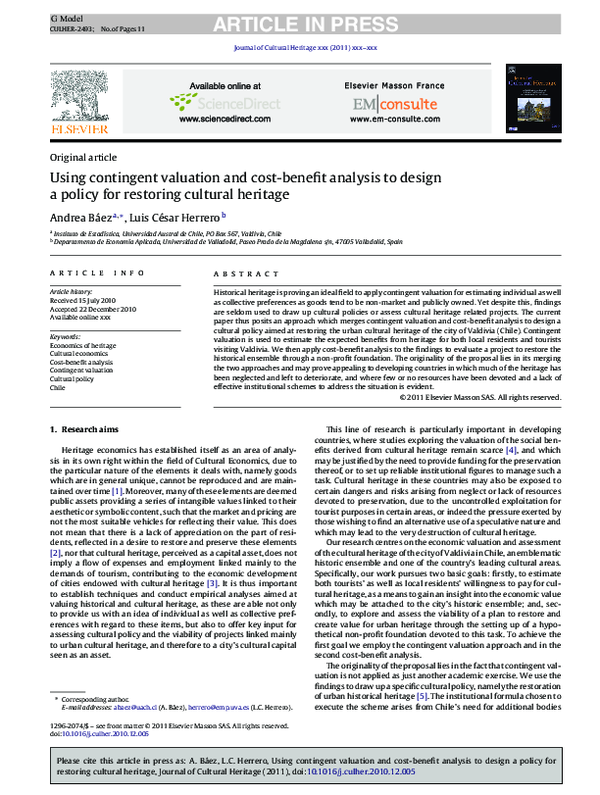 (PDF) Using contingent valuation and cost-benefit analysis to design a ...