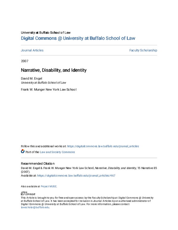 (PDF) Narrative, Disability, and Identity
