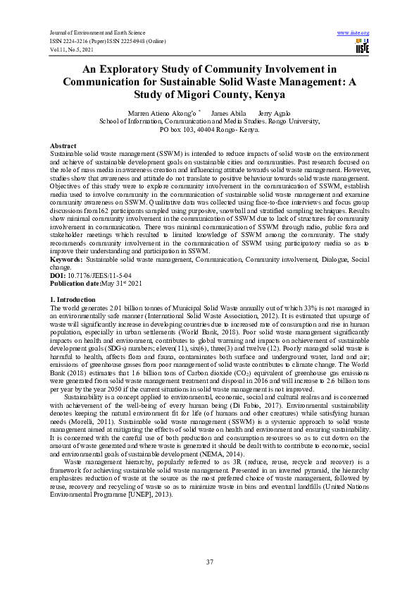 (PDF) An Exploratory Study of Community Involvement in Communication ...